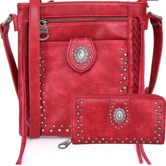 Montana West | Bags | Red Leather Crossbody Collection Concealed Carry ...
